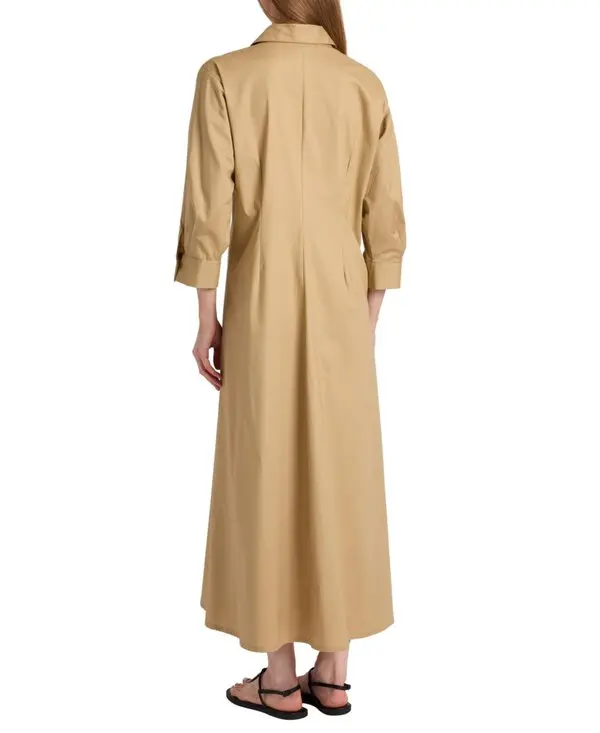 Santorelli Miley Midi Shirt Dress In Cotton Stretch - Chai