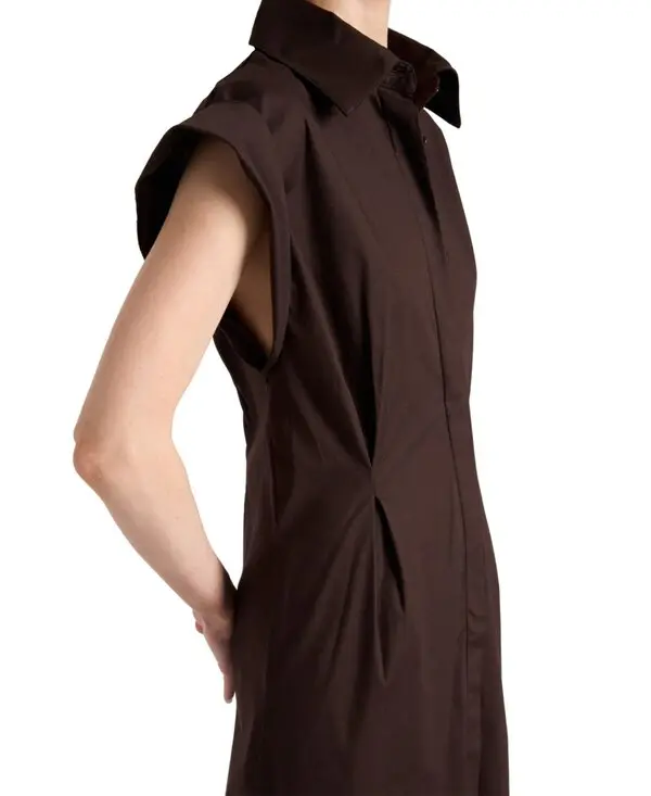 Santorelli Nisa Cap Sleeve Shirt Dress - Coffee