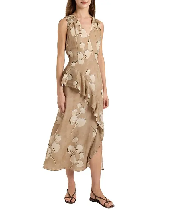 Santorelli Cona Midi Dress With Ruffle Panel - Chai