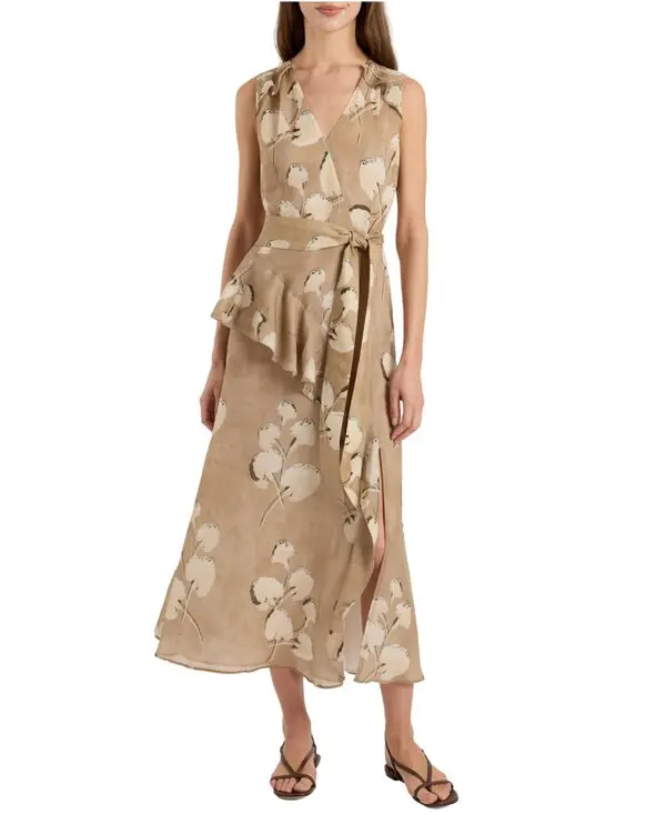 Santorelli Cona Midi Dress With Ruffle Panel