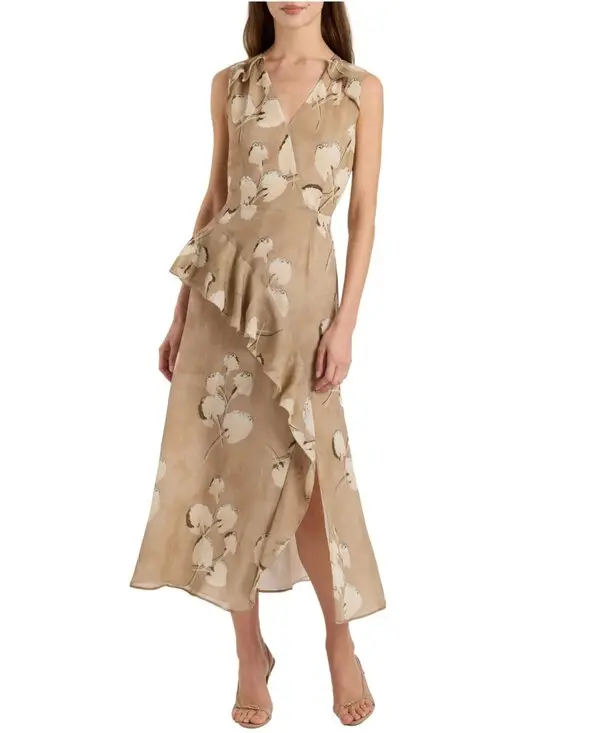 Santorelli Cona Midi Dress With Ruffle Panel