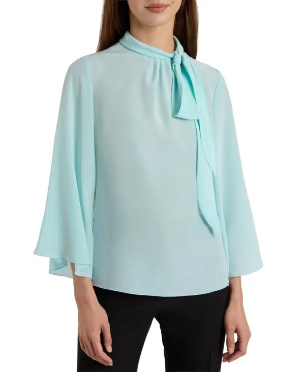 Santorelli Lena Tie Neck Blouse In Silk Crepe De Chine