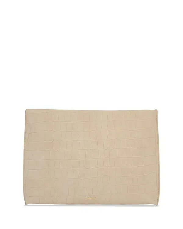 Vince Embossed Leather Pouch - Marzipan
