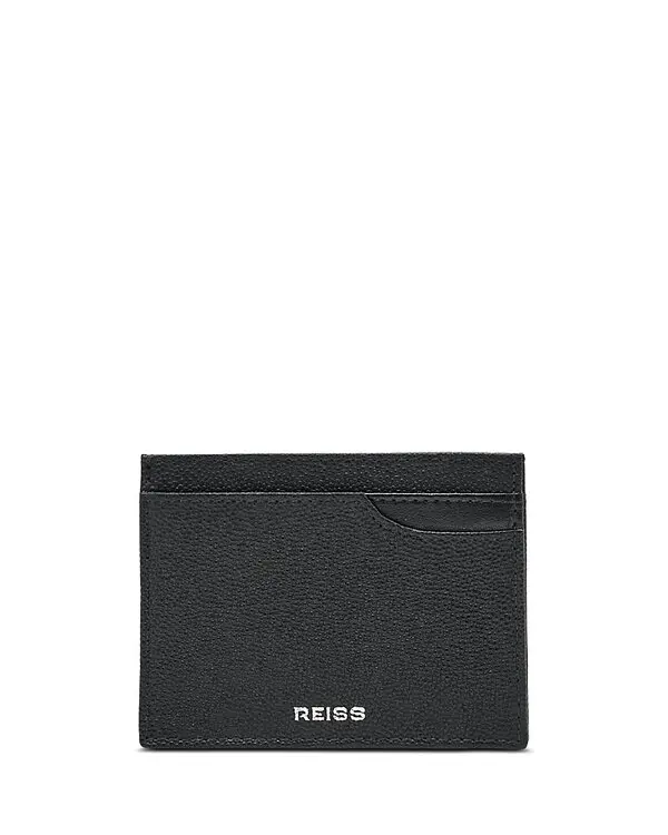 REISS Micro Grain Leather Logo Wallet - Black