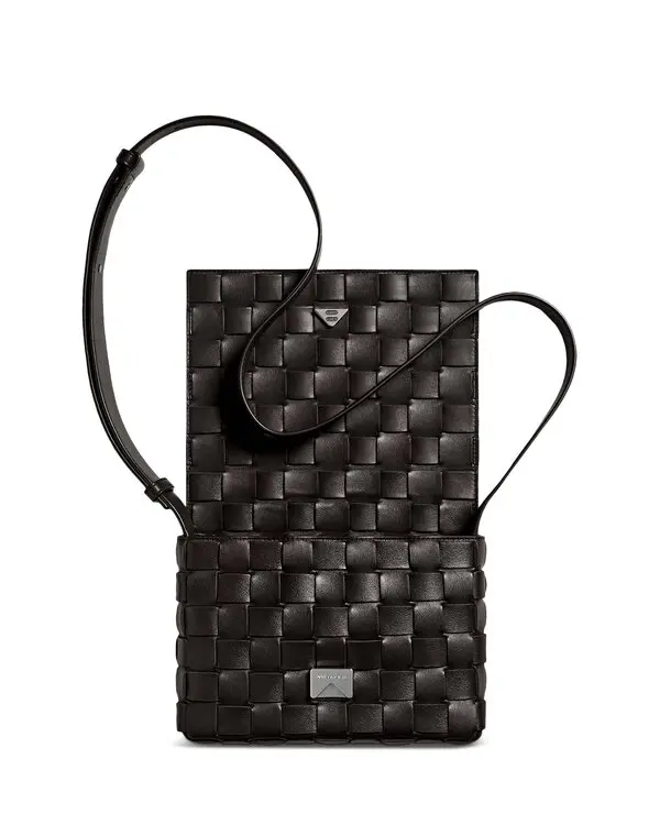 Bottega Veneta Woven Leather Messenger Bag - Titanium
