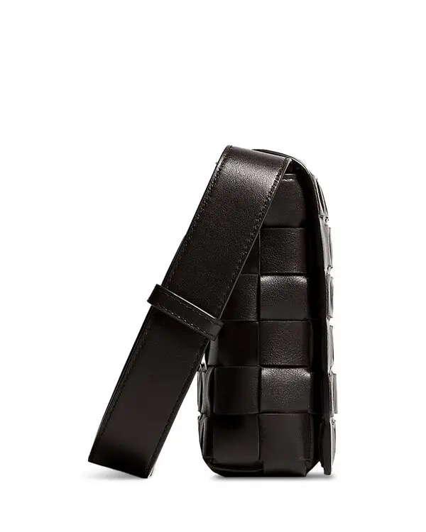 Bottega Veneta Woven Leather Messenger Bag - Titanium