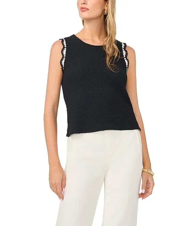 Vince Camuto Sleeveless Textured Tank With Scalloped Trim