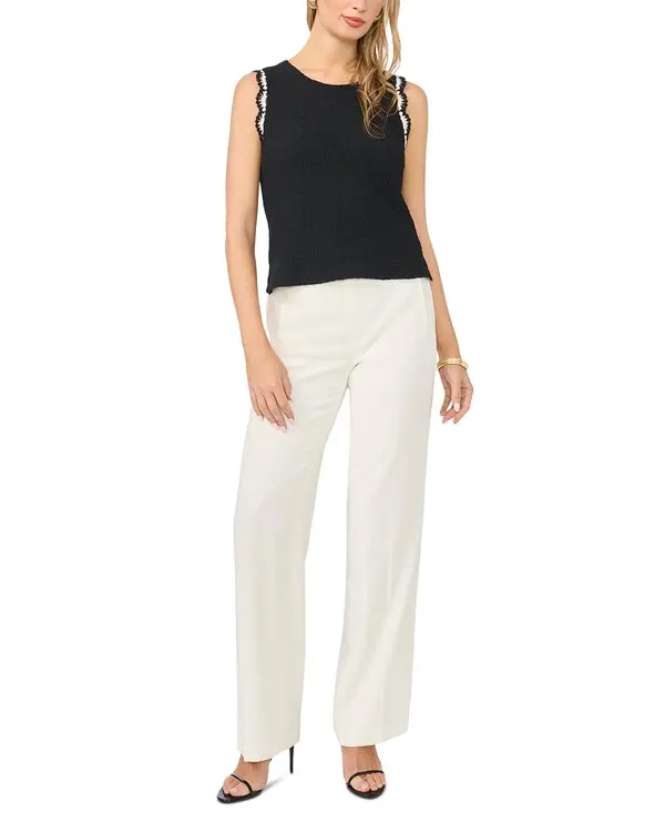 Vince Camuto Sleeveless Textured Tank With Scalloped Trim