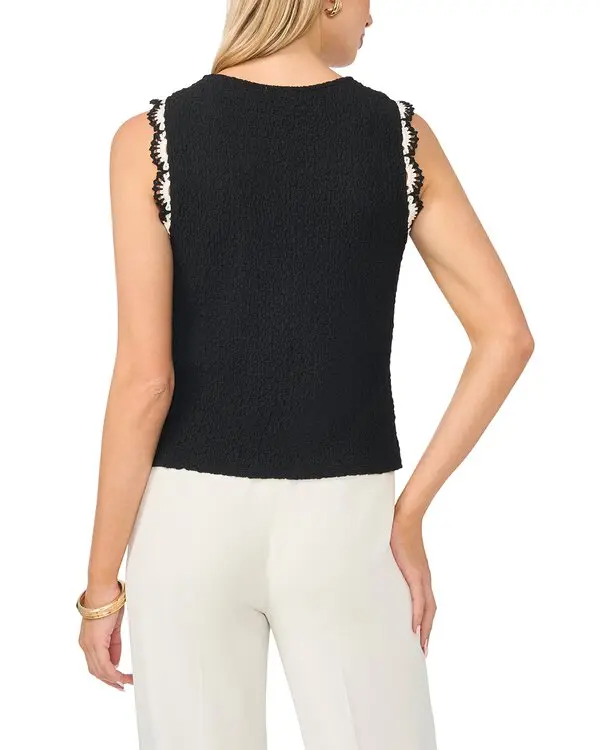 Vince Camuto Sleeveless Textured Tank With Scalloped Trim