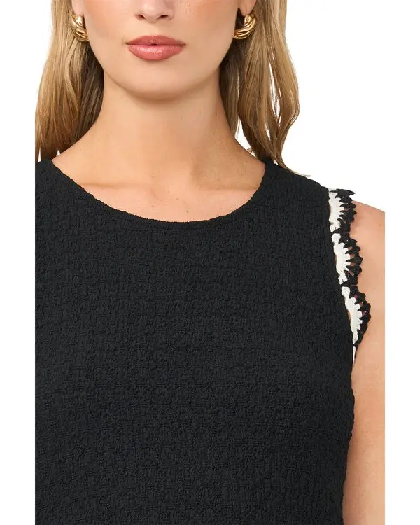 Vince Camuto Sleeveless Textured Tank With Scalloped Trim