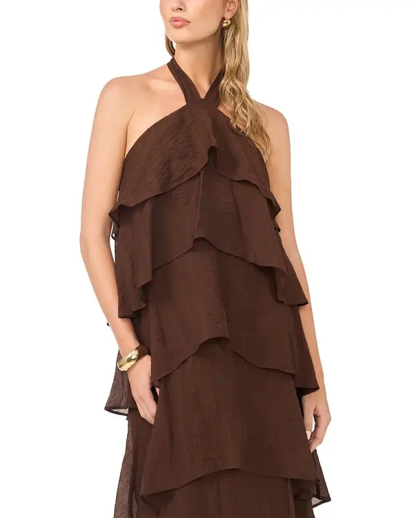 Vince Camuto Tiered High Neck Halter Dress