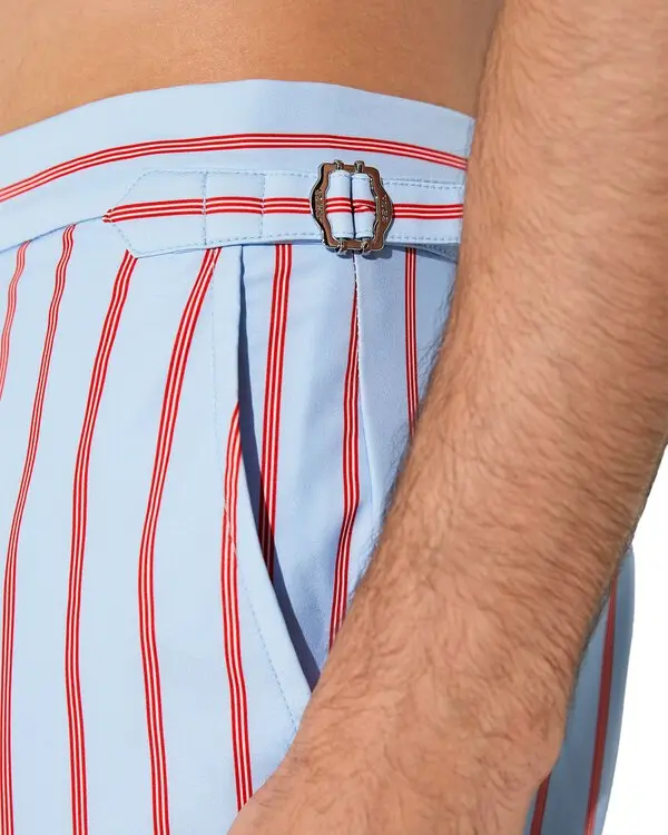 REISS Presley Side Adjuster Pinstripe Swim Shorts - Soft Blue