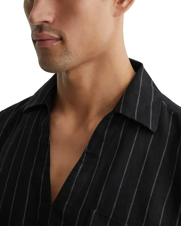 REISS Quest Linen Pinstripe Shirt