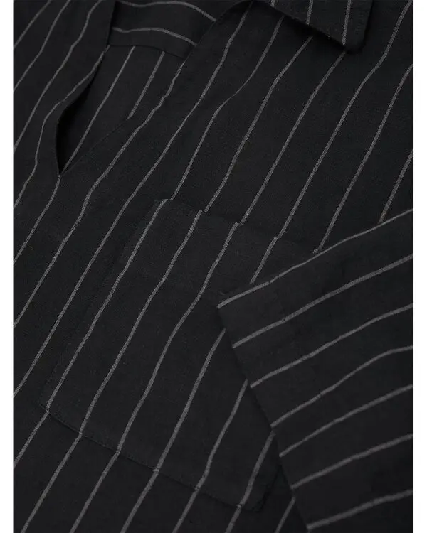 REISS Quest Linen Pinstripe Shirt
