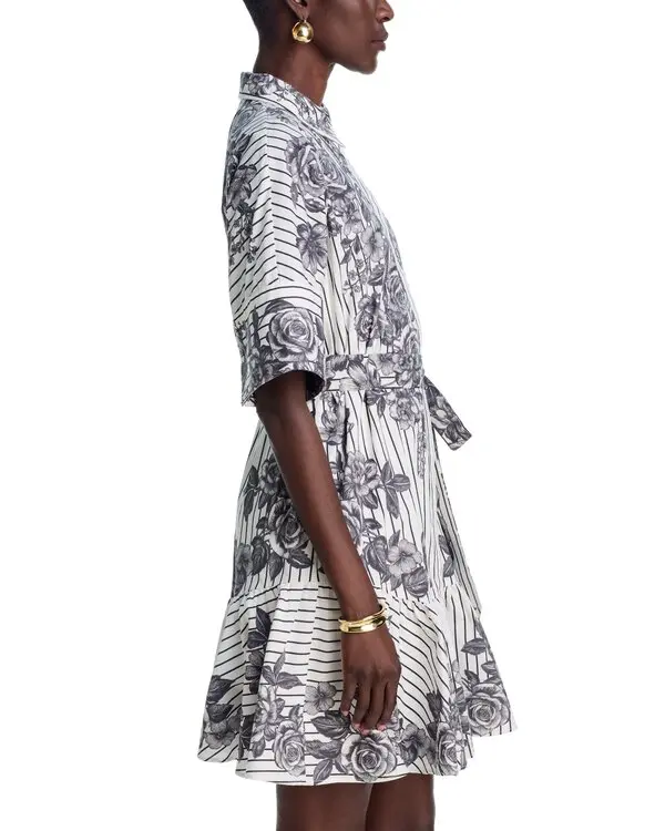 Kobi Halperin Floral Print Shirt Dress With Tie Waist