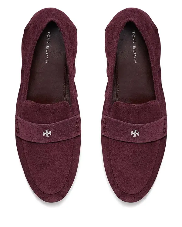 Tory Burch Suede Ballet Loafers - Plum