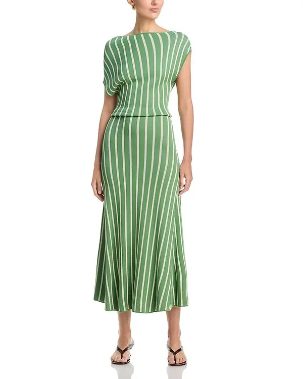 A.REN Knit Maxi Dress With Vertical Stripes - Green