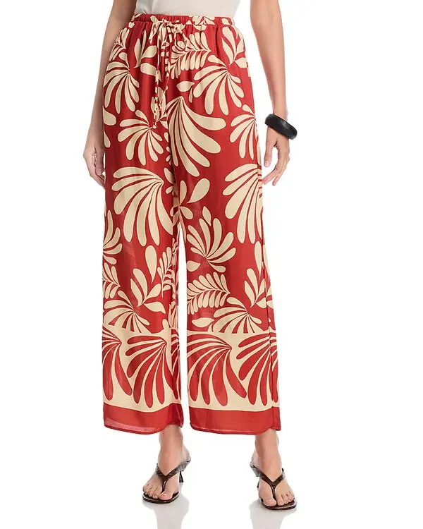 A.REN Acacia Wide Leg Printed Pants - Red
