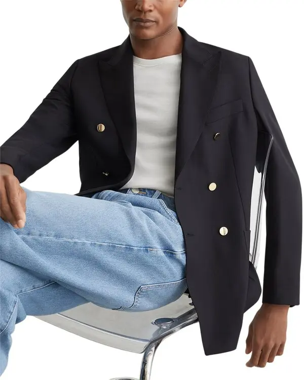 REISS Classic Fit Double Breasted Hopsack Blazer