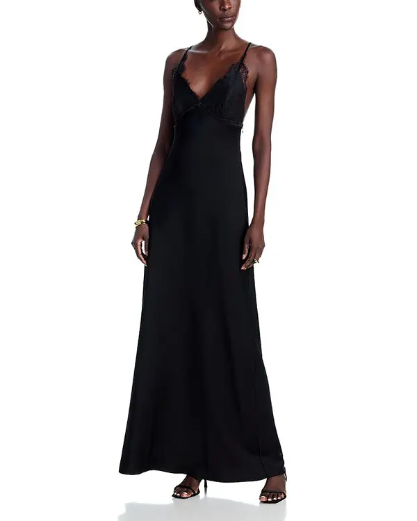 Kobi Halperin Evin Lace Trim Maxi Dress - Black
