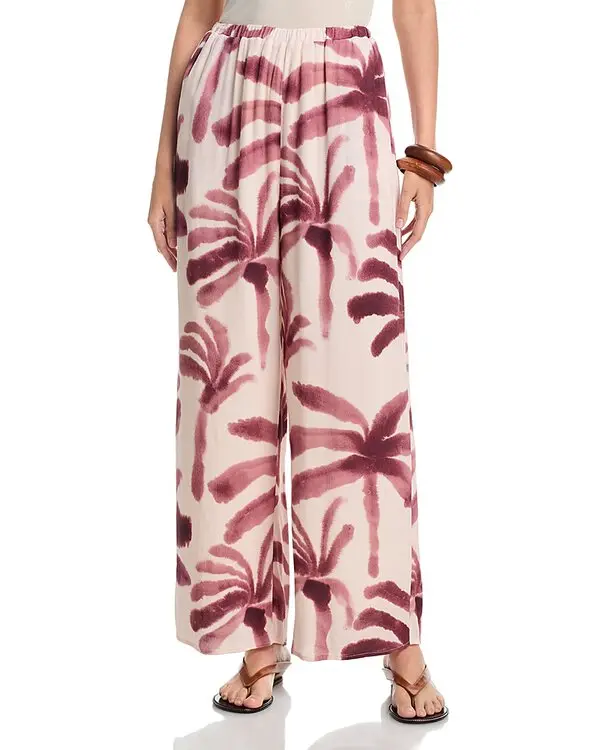A.REN Wide Leg Printed Trousers - Cocoa