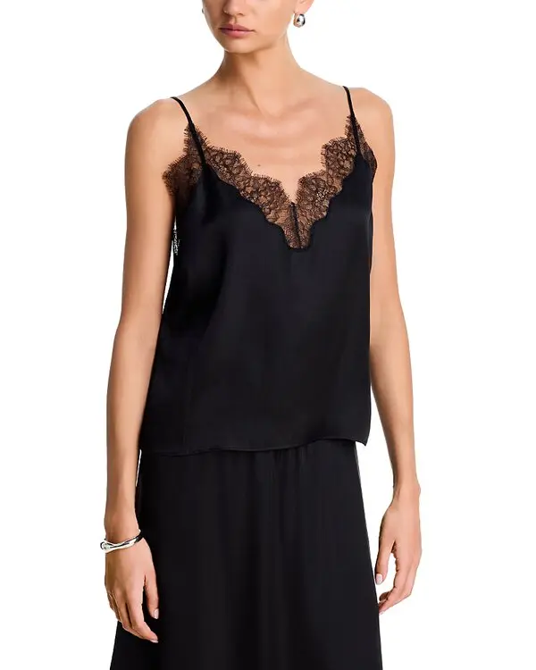ANINE BING Mael" Lace Trim Silk Blend Camisole