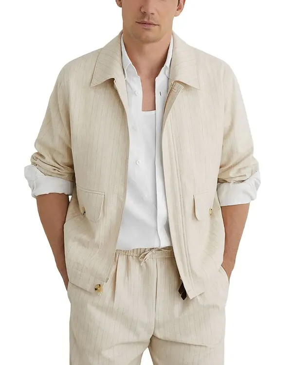 REISS Slayman Pinstripe Zip-up Jacket