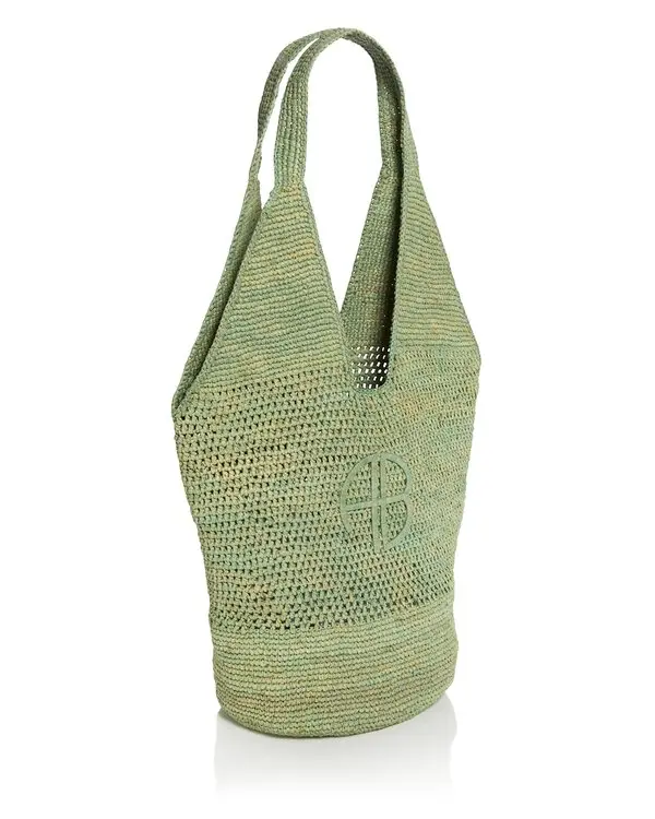 ANINE BING Leah Large Logo Crochet Hobo Bag - Green