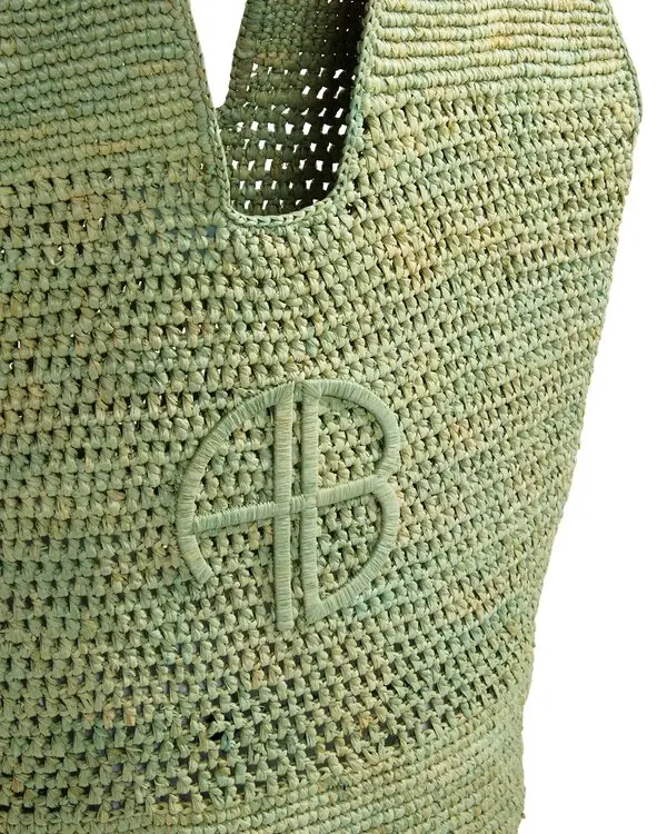 ANINE BING Leah Large Logo Crochet Hobo Bag - Green