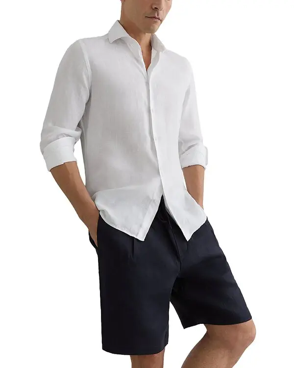 REISS Barges 9" Linen Shorts - Navy