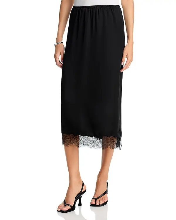 ANINE BING Shelby Lace-trimmed Silk Blend Skirt