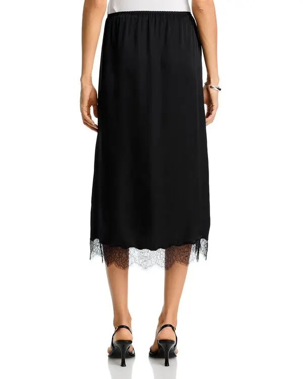 ANINE BING Shelby Lace-trimmed Silk Blend Skirt