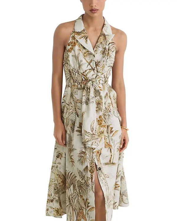 REISS Tate Printed Midi Dress