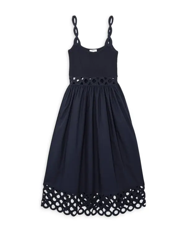 REISS Rita Woven Midi Dress With Cut-out Details - Navy