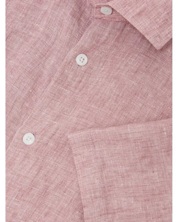 REISS Holiday Linen Shirt - Raspberry