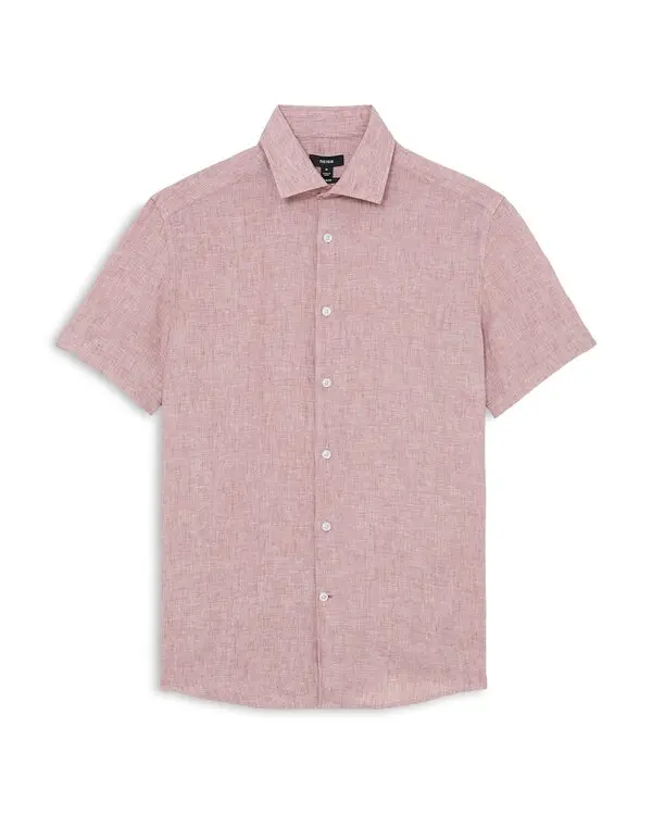 REISS Holiday Linen Shirt - Raspberry
