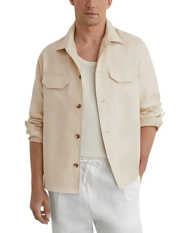 REISS Polasio Herringbone Stripe Shirt - Stone