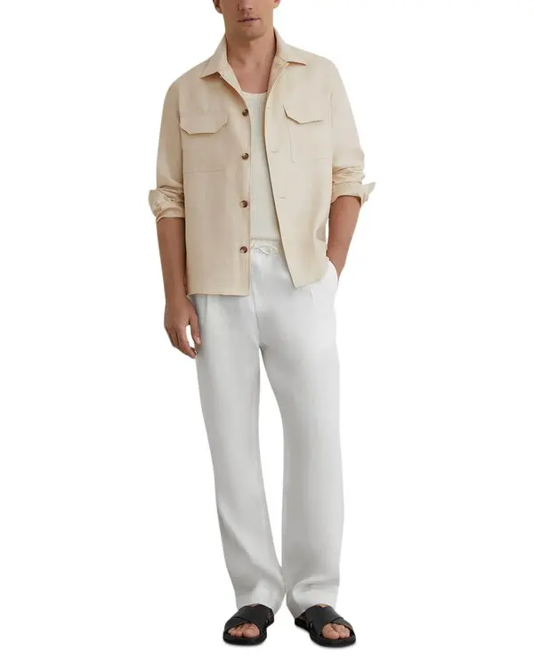 REISS Polasio Herringbone Stripe Shirt - Stone