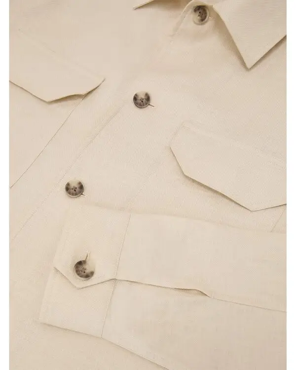 REISS Polasio Herringbone Stripe Shirt - Stone
