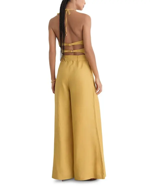 REISS Della Open Back Linen Jumpsuit
