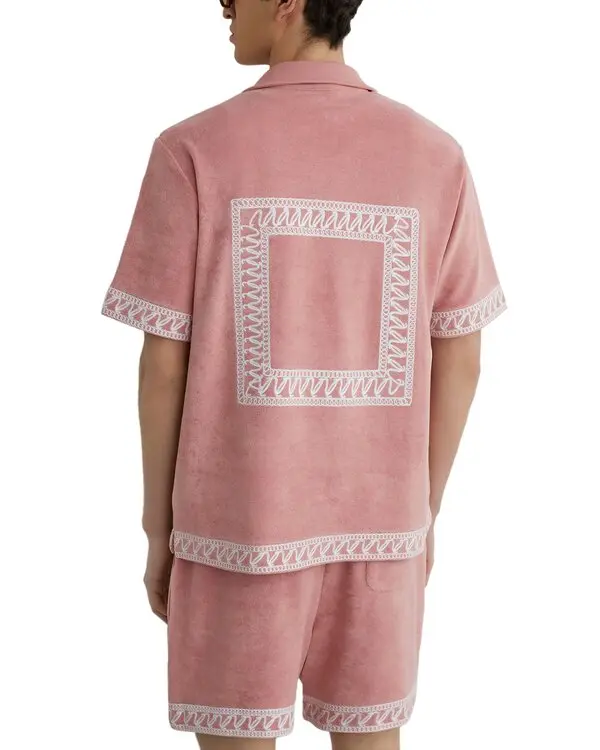 REISS Bleecker Embroidered Toweling Shirt