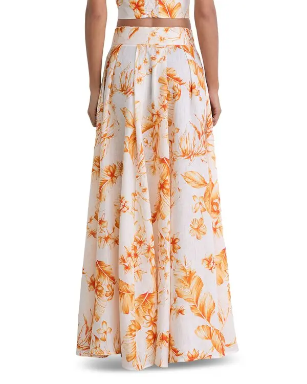 REISS Milly Floral Print Linen Maxi Skirt