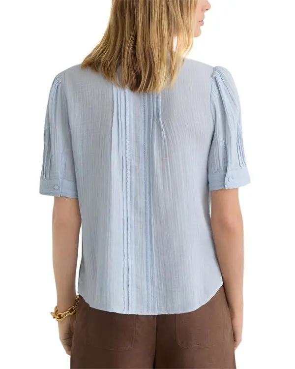 REISS Aurelia Puff Sleeve Top - Light Blue