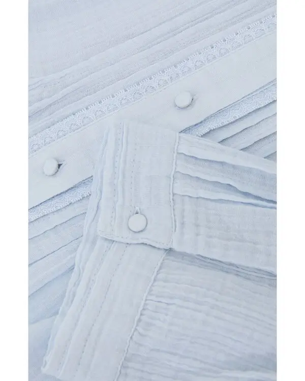 REISS Aurelia Puff Sleeve Top - Light Blue