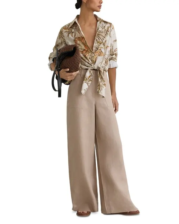REISS Cece Printed Button Front Shirt