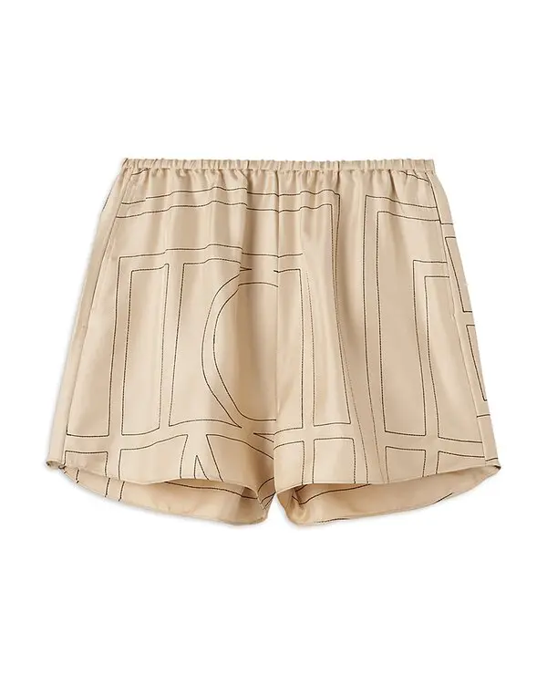 TOTEME Silk Monogram Pajama Shorts - Ivory