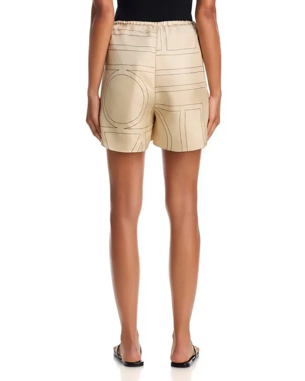 TOTEME Silk Monogram Pajama Shorts - Ivory