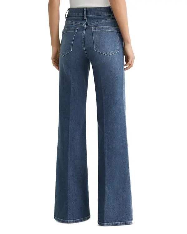 REISS Cali High Rise Flare Leg Jeans - Mid Blue