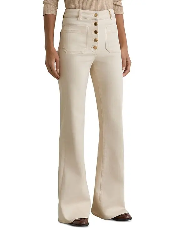 REISS Cali High Rise Flare Leg Jeans - Ecru