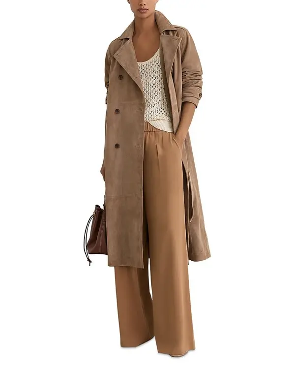 REISS Ester Leather Trench Coat
